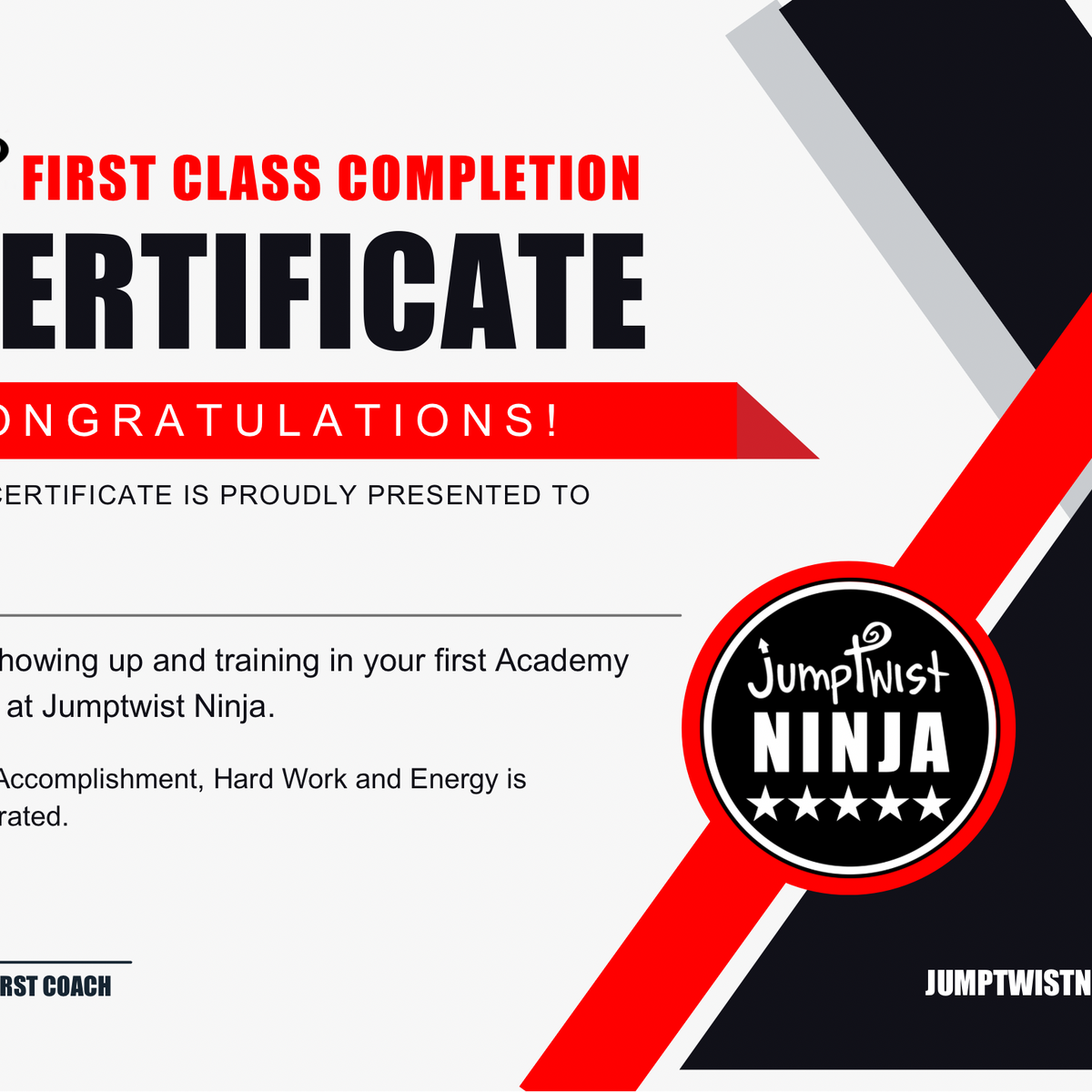 First Class Certificates – Jumptwist Ninja